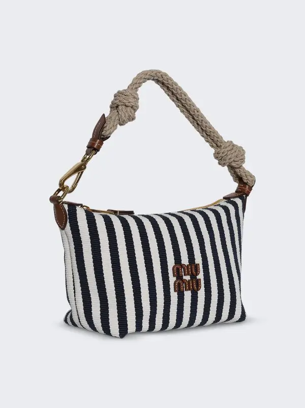 Miu Miu Striped Cotton And Leather Pouch Bag