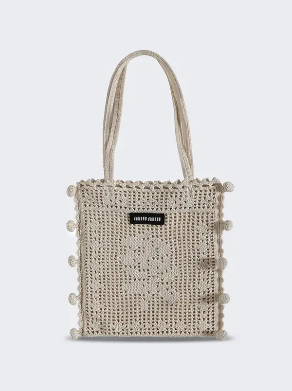 Miu Miu Crochet Cotton Handbag Chalk White - Ivory