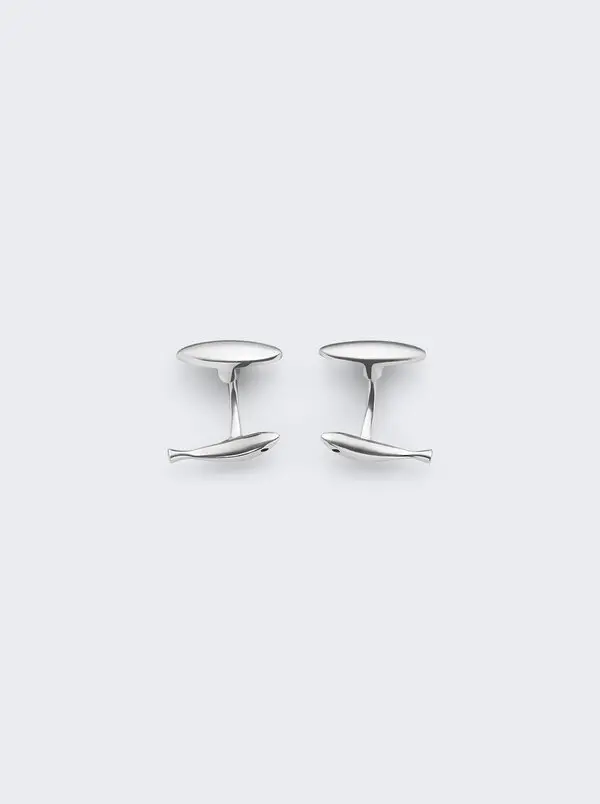 Bottega Veneta Sardine Cufflinks - Silver