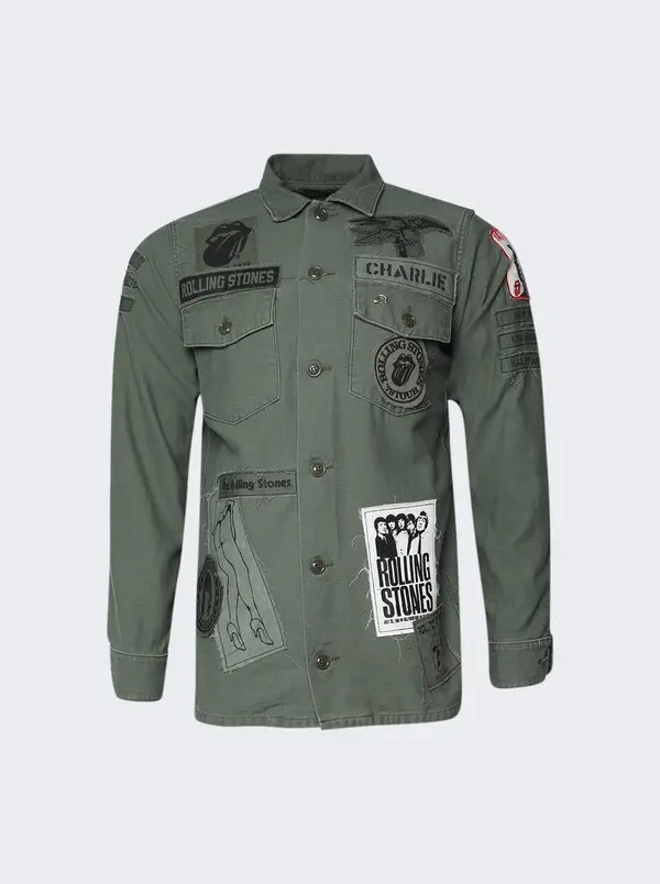 MadeWorn Rolling Stones Jacket Faded Army - Green
