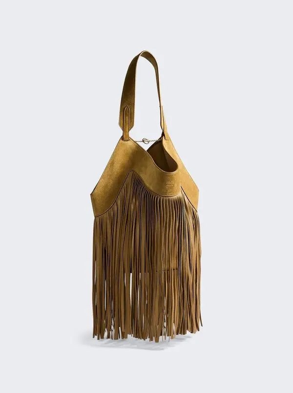 Khaite Small Lotus Fringe Tote Mud Suede