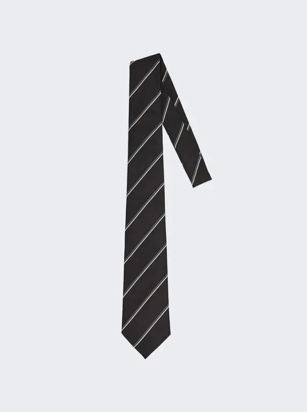 Saint Laurent Striped Silk Tie - Black