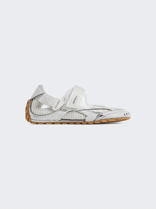 Bottega Veneta Orbit Flash Mary-jane Sneaker And Optic White - Silver