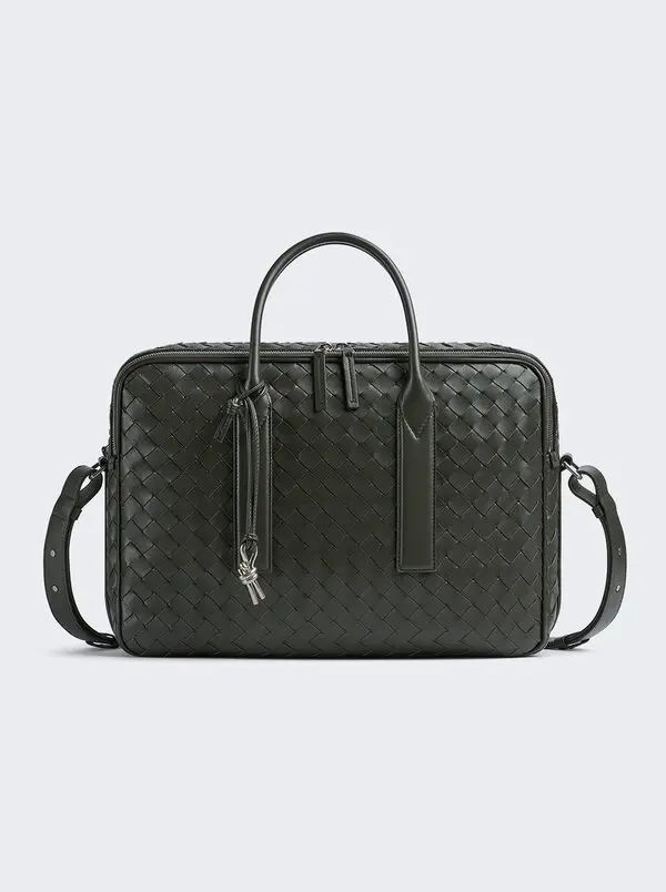 Bottega Veneta Soft Intrecciato Leather Briefcase - Green
