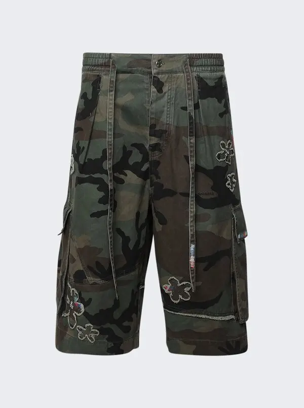 NAHMIAS Floral Patch Crystal Short Camo - Green