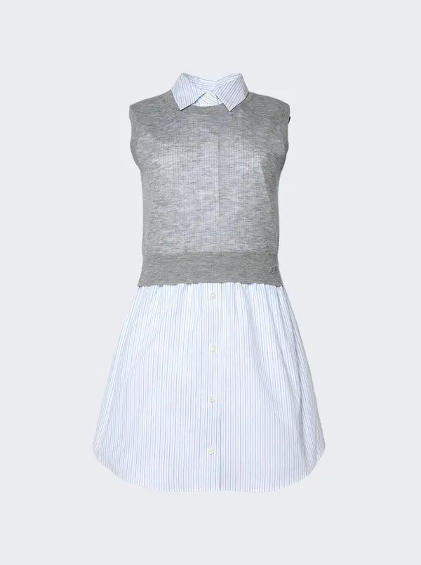 Alexander Wang Layered Sleeveless Shirt Dress With Sheer Sweater Heather - Grey