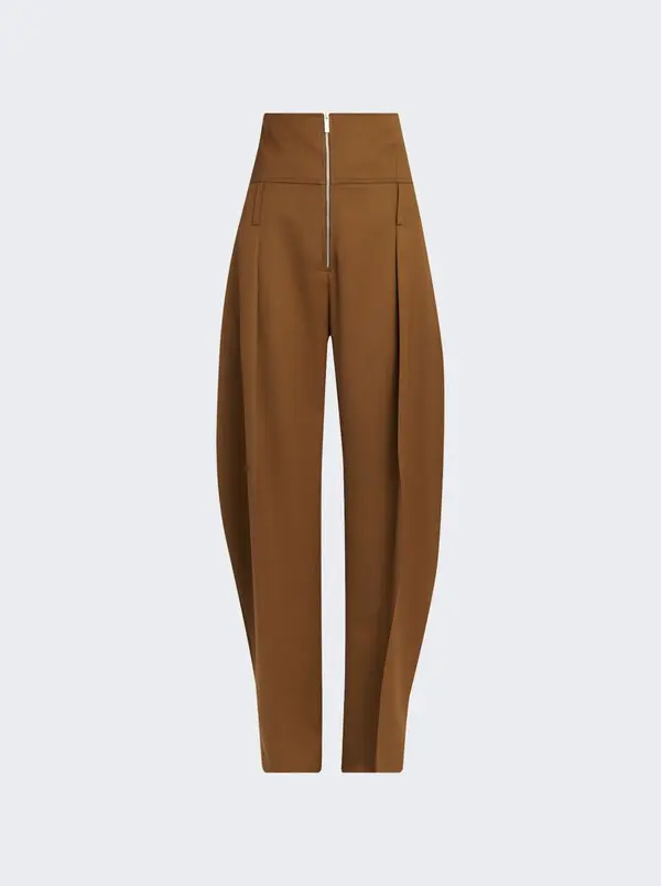 FERRAGAMO Pleated Barrel-leg Trousers Soy Seed - Brown