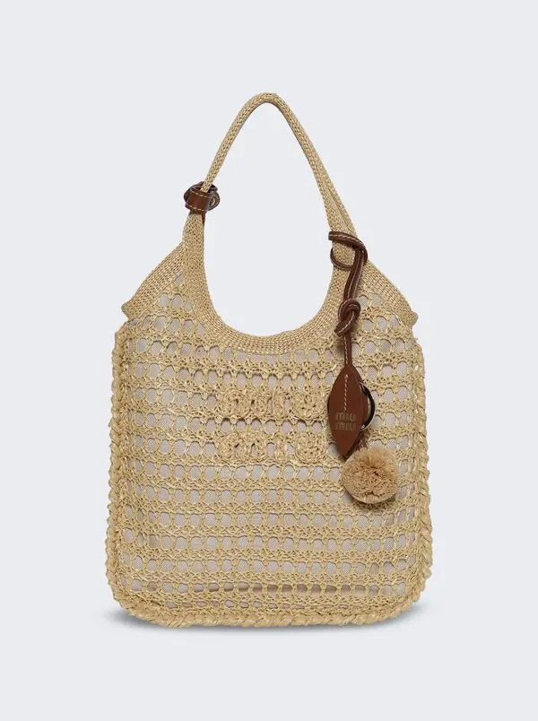 Miu Miu Ivy Raffia Crochet Mini Bag - Natural
