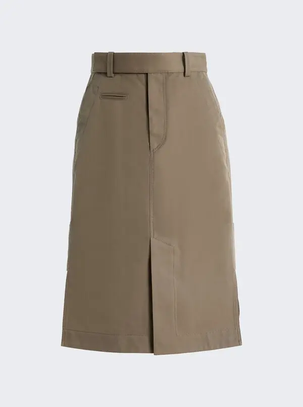 Bottega Veneta Cotton And Silk Gabardine Midi Skirt Desert Taupe - Sand