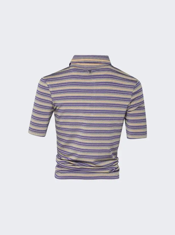 Rabanne Embellished Striped Polo Shirt Violet