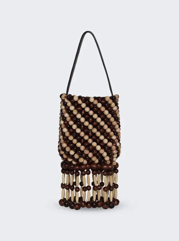 Rabanne Beaded Bag Wood - Brown
