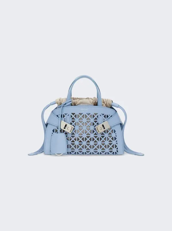 FERRAGAMO Laser Cut Hug Handbag - White