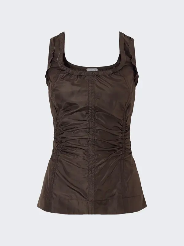 Bottega Veneta Washed Silk Taffeta Top Dark Carrubo