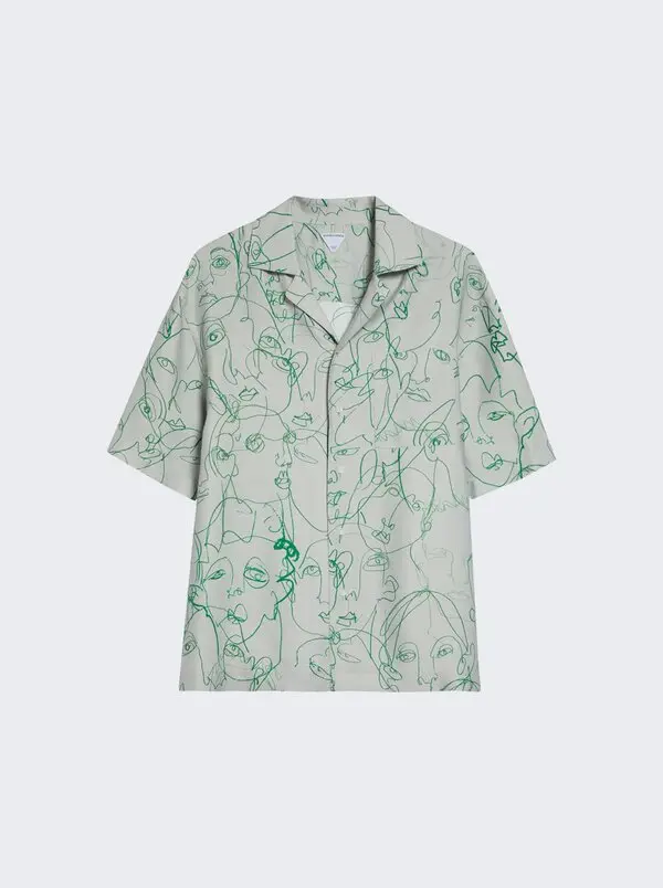 Bottega Veneta Face Doodle Shirt Pearl Grey And Grass