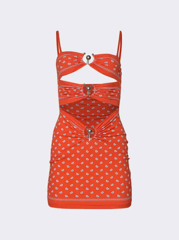 Christopher Esber Bandana Ruched Orbit Mini Dress Carnelian Bandana Print