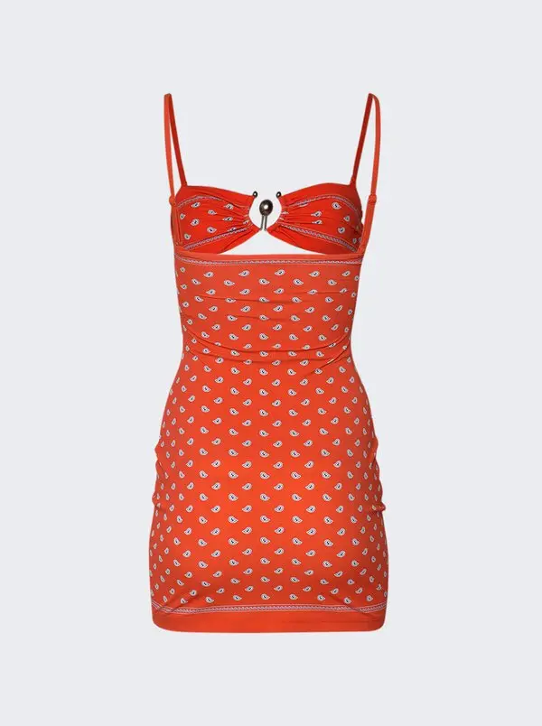 Christopher Esber Bandana Ruched Orbit Mini Dress Carnelian Bandana Print