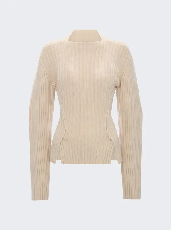 Victoria Beckham Ribbed Knit Sweater Elderflower