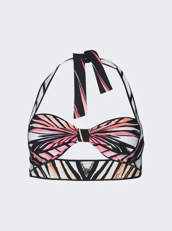 Roberto Cavalli Ray Of Paradise Print Bikini Top Coral - Pink