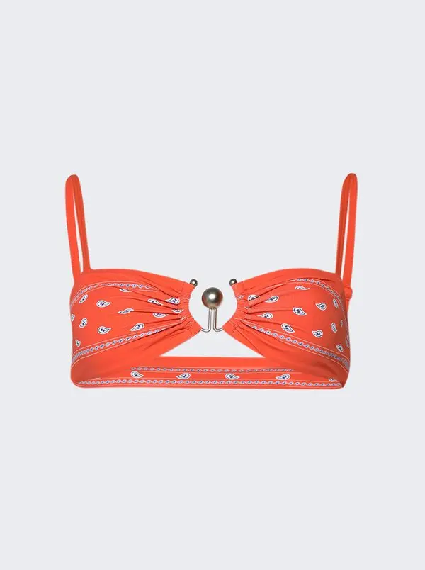 Christopher Esber Ruched Orbit Bandeau Carnelian Bandana Print