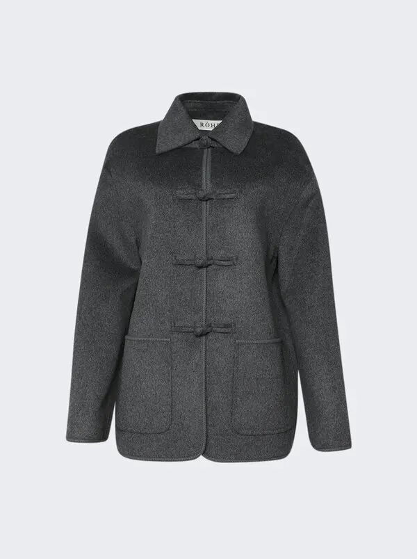 RÃHE Double-faced Wool Manderin Jacket Dark Melange