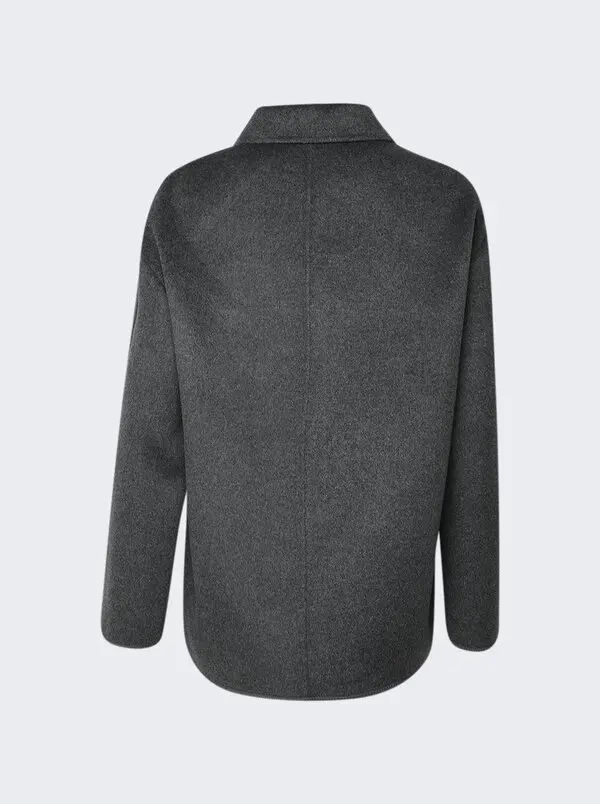 RÃHE Double-faced Wool Manderin Jacket Dark Melange