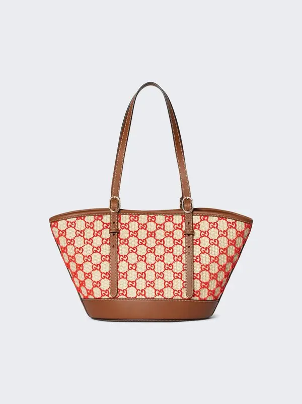 Gucci Woven Small Tote Bag - Orange
