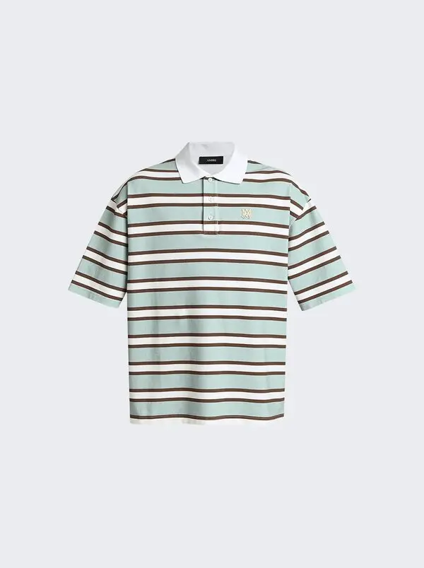 Amiri Ma Stripe Skate Polo Shirt Powder Teal