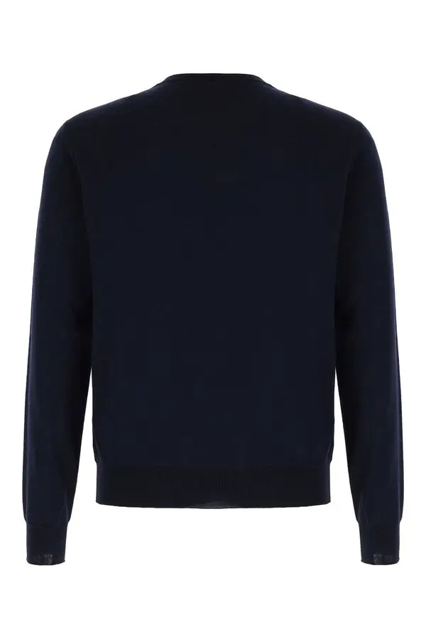 Valentino Garavani Navy Ribbed Crew Neck Pullover - Multicolor
