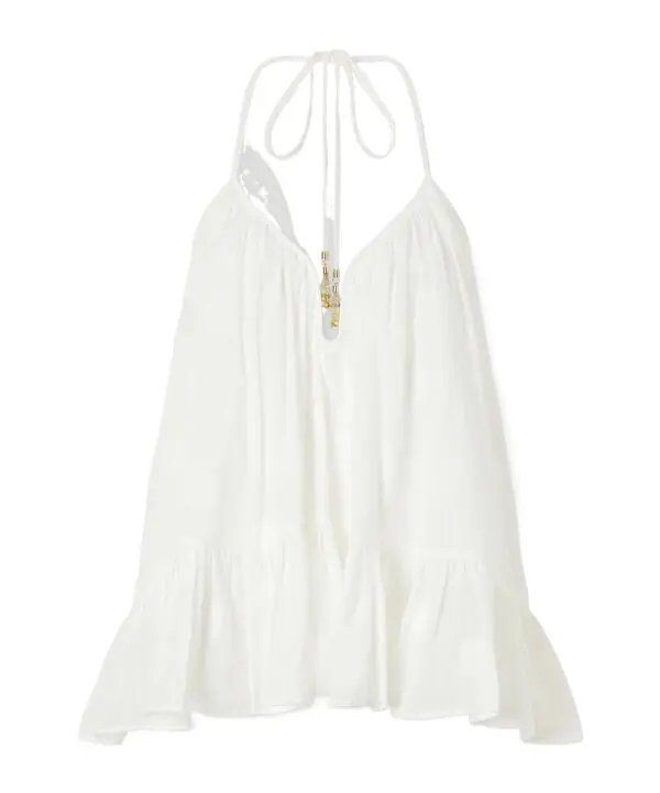Zimmermann Embellished Polka-dot Cotton Tank - Ivory