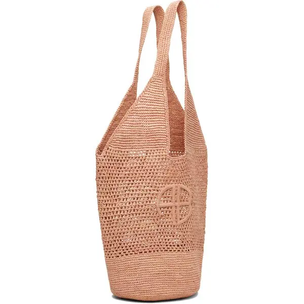 ANINE BING Leah Logo Raffia Shoulder Bag