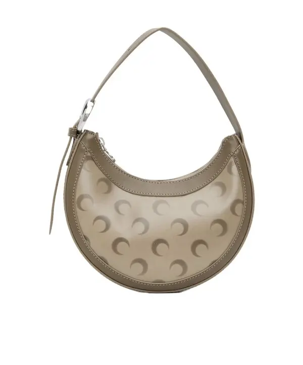 MARINE SERRE Faded Leather Moon Eclips Mini Bag - Nude