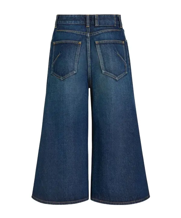 Alaïa Palazzo Denim Culottes - Light Blue