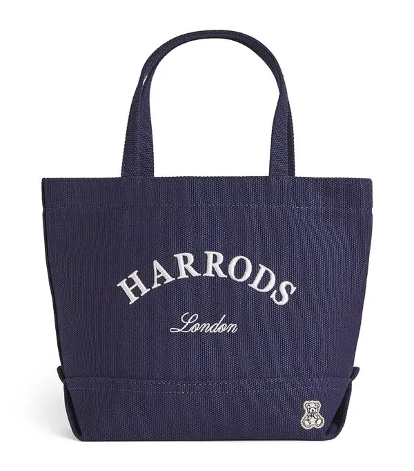 Harrods Small Cotton Embroidered Logo Tote Bag