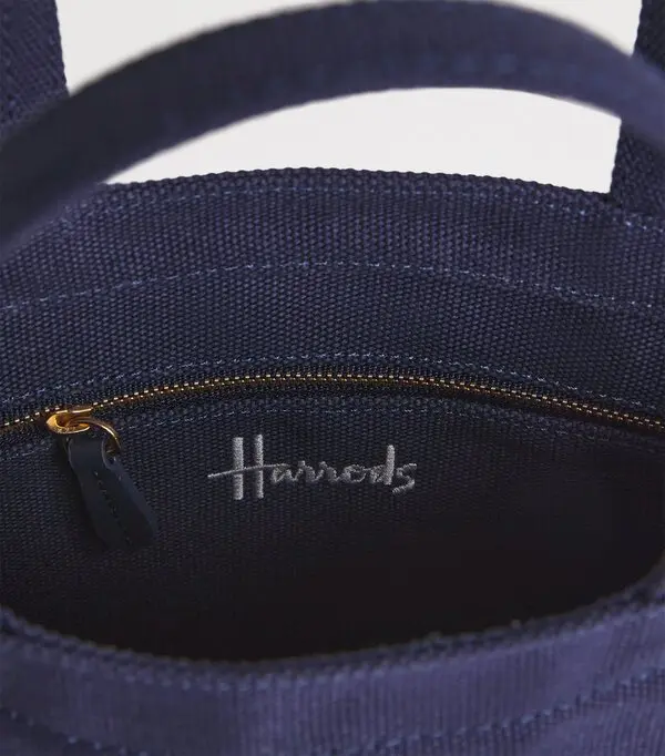 Harrods Small Cotton Embroidered Logo Tote Bag