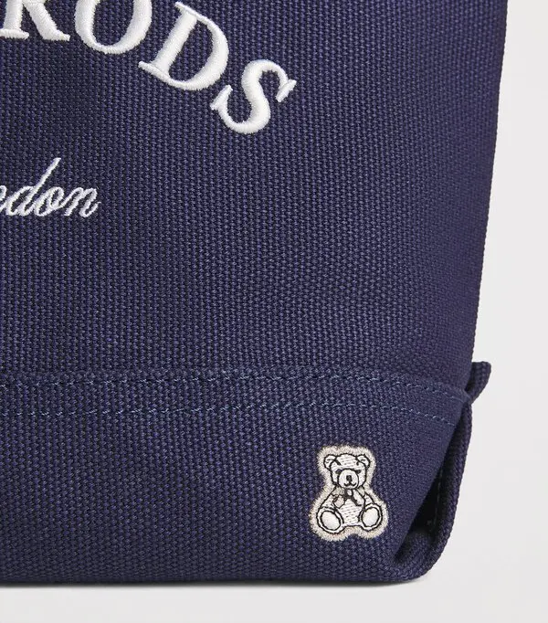 Harrods Small Cotton Embroidered Logo Tote Bag
