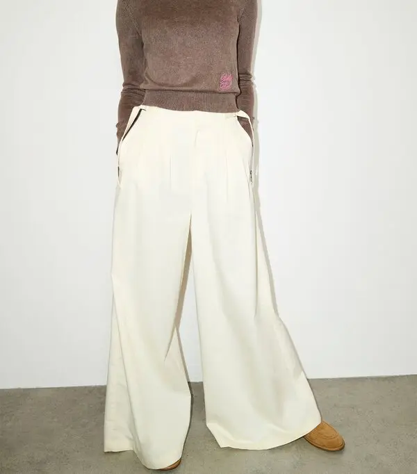 Max & Co. Cotton Pleated Wide-leg Trousers