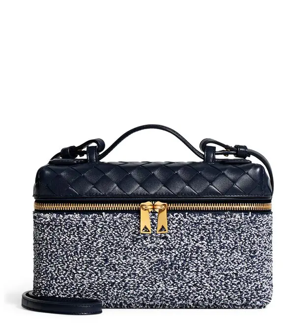 Bottega Veneta Rafia Bang Bang Vanity Case Bag - White