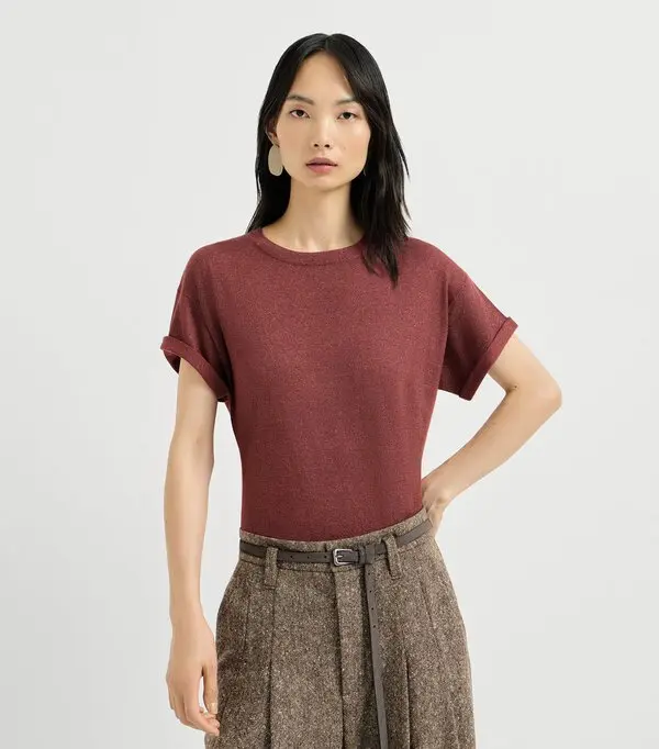 Brunello Cucinelli Cashmere-silk-blend Sparkling Knitted T-shirt