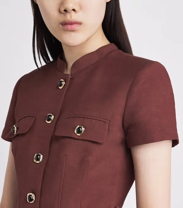 SELF-PORTRAIT Peplum-waist Midi Shirt Dress