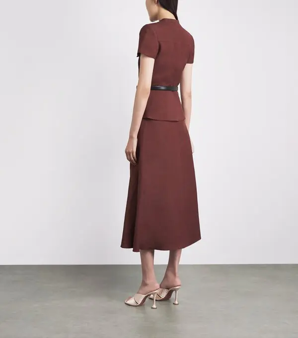 SELF-PORTRAIT Peplum-waist Midi Shirt Dress