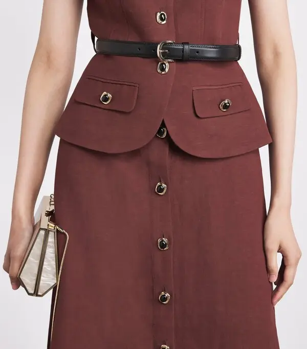SELF-PORTRAIT Peplum-waist Midi Shirt Dress
