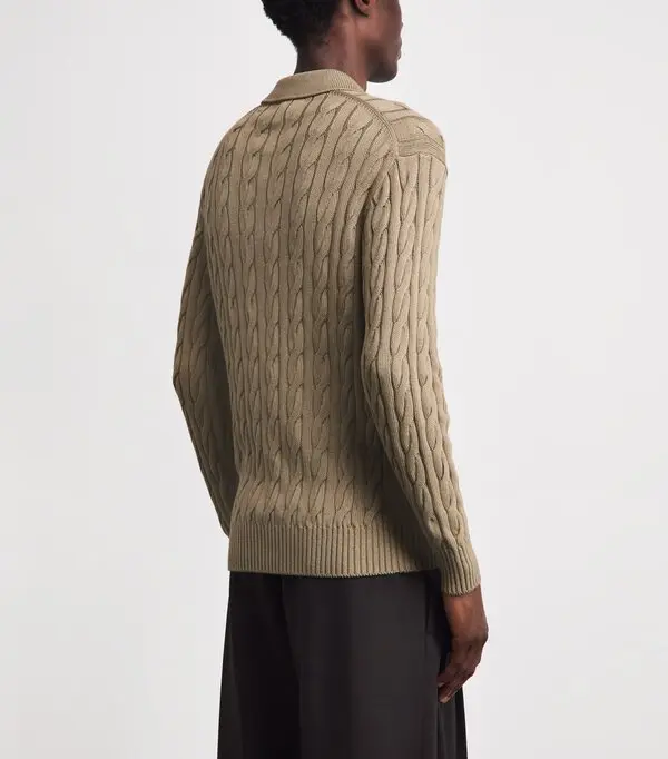 Ralph Lauren Purple Label Silk-cotton Cable-knit Polo Shirt