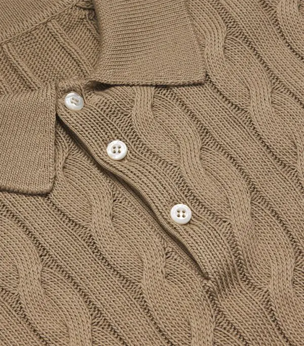 Ralph Lauren Purple Label Silk-cotton Cable-knit Polo Shirt