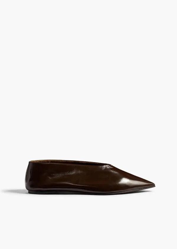 Khaite Miriam Ballerina In Glazed Leather - Cacao