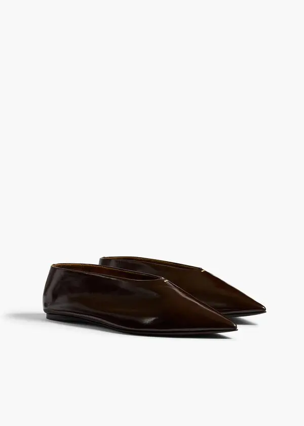 Khaite Miriam Ballerina In Glazed Leather - Cacao