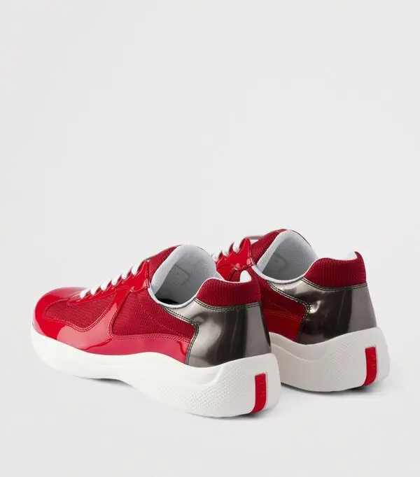 Prada Patent Leather-mesh America's Cup Sneakers - Red