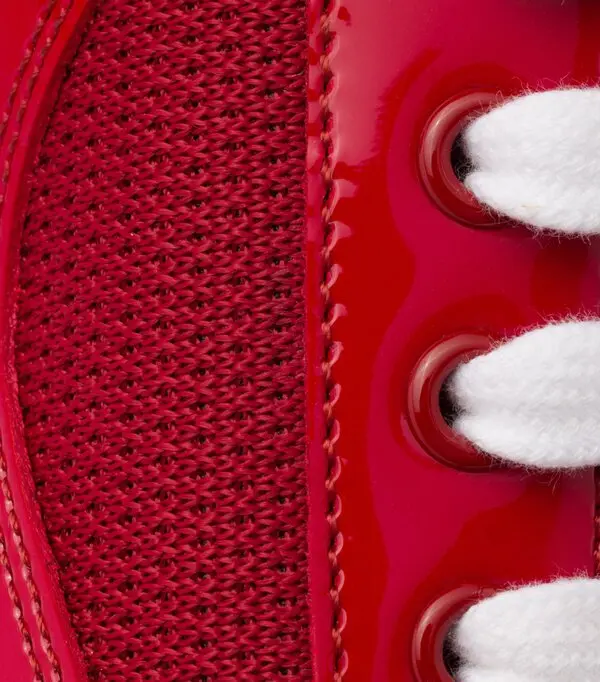 Prada Patent Leather-mesh America's Cup Sneakers - Red