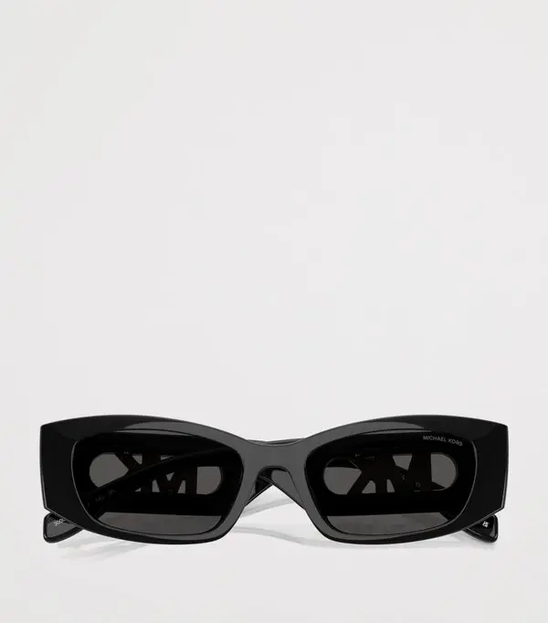 Michael Kors Rhodes Rectangle Sunglasses With Gold Tone Logo Detail