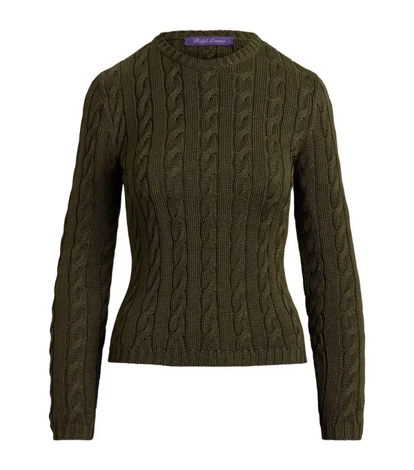 Ralph Lauren Silk-blend Cable-knit Sweater - Green