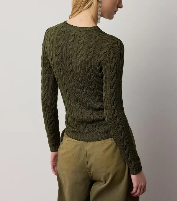 Ralph Lauren Silk-blend Cable-knit Sweater - Green